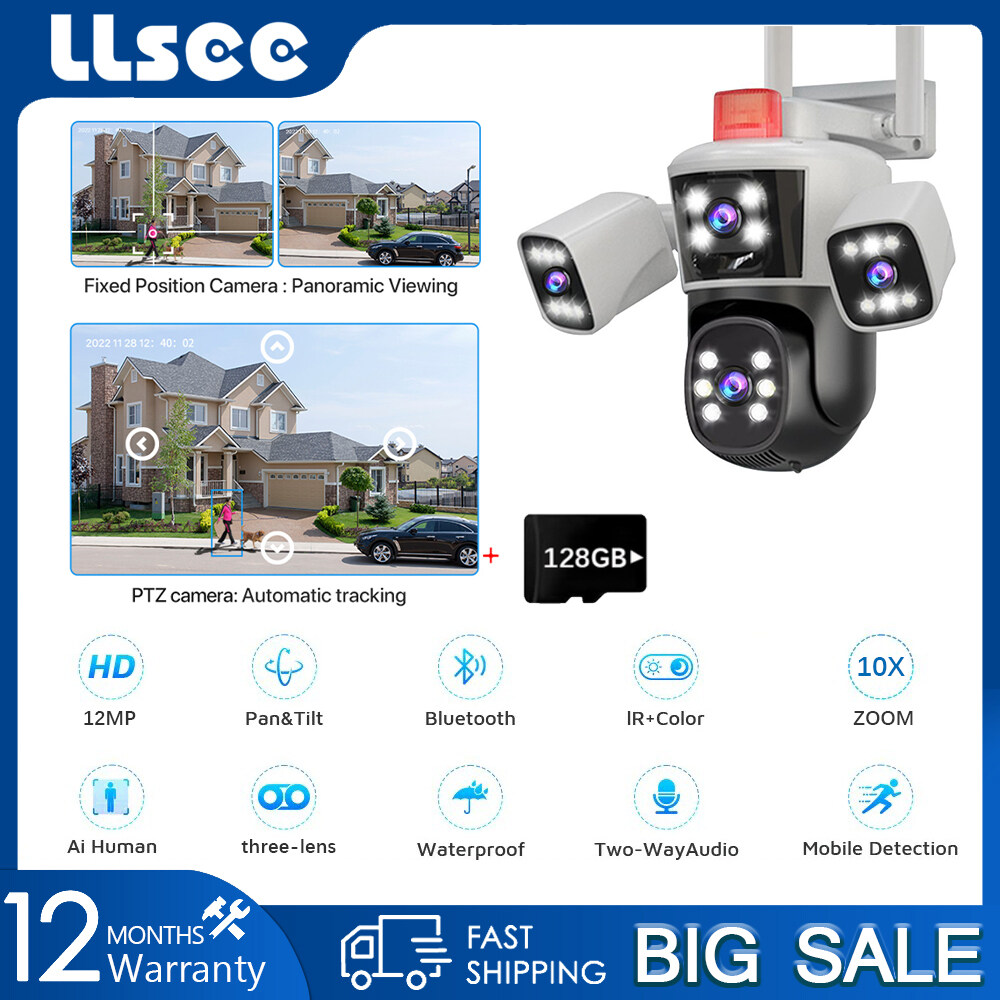 LLSEE 12MP CCTV Wireless Connection (APP: IPC360) Three lens 16MP 10X optical zoom safety camera ...