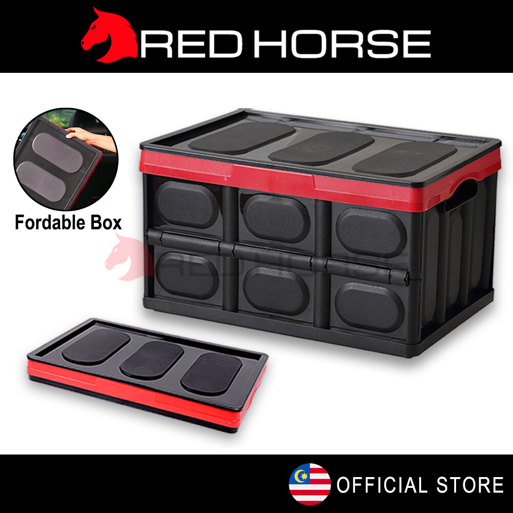 RED HORSE Foldable Storage Box Trolley Box Collapsible Bin Container ...