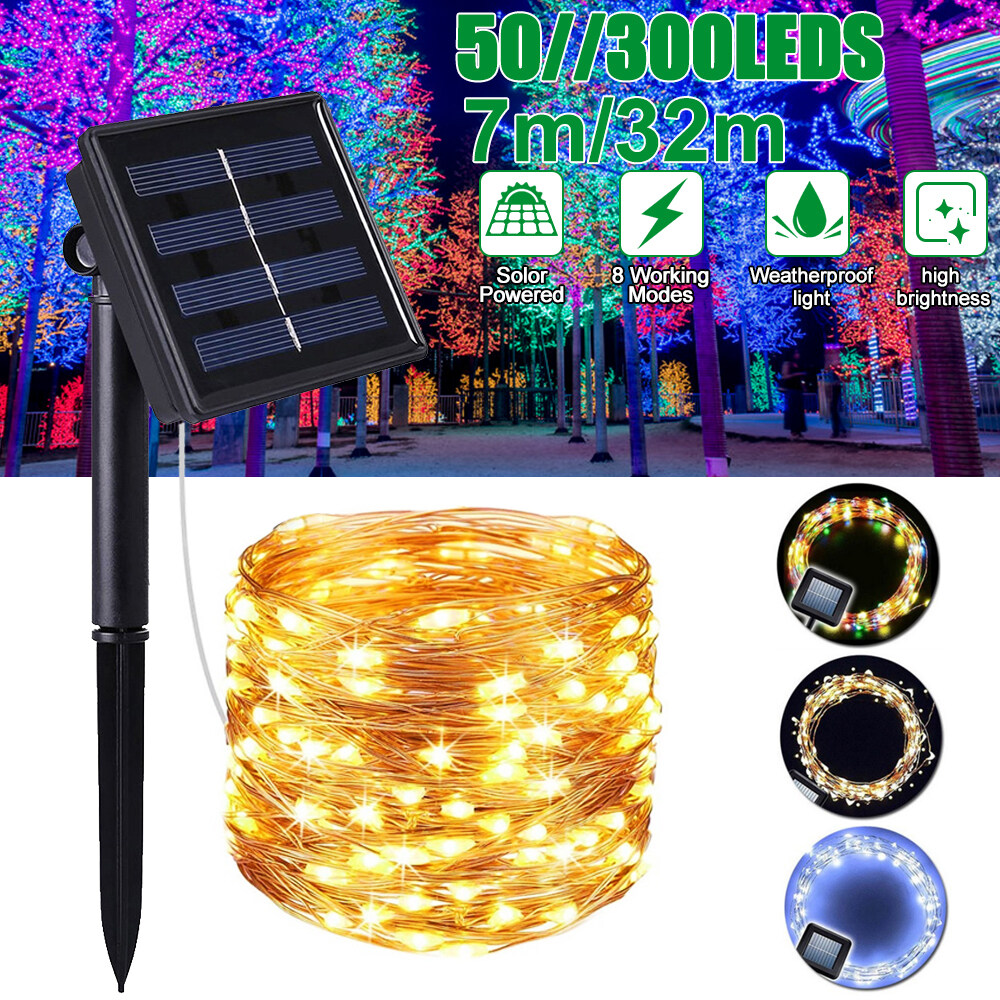 Solar String Fairy Lights 300 LED 32M Waterproof Outdoor Garland Solar ...