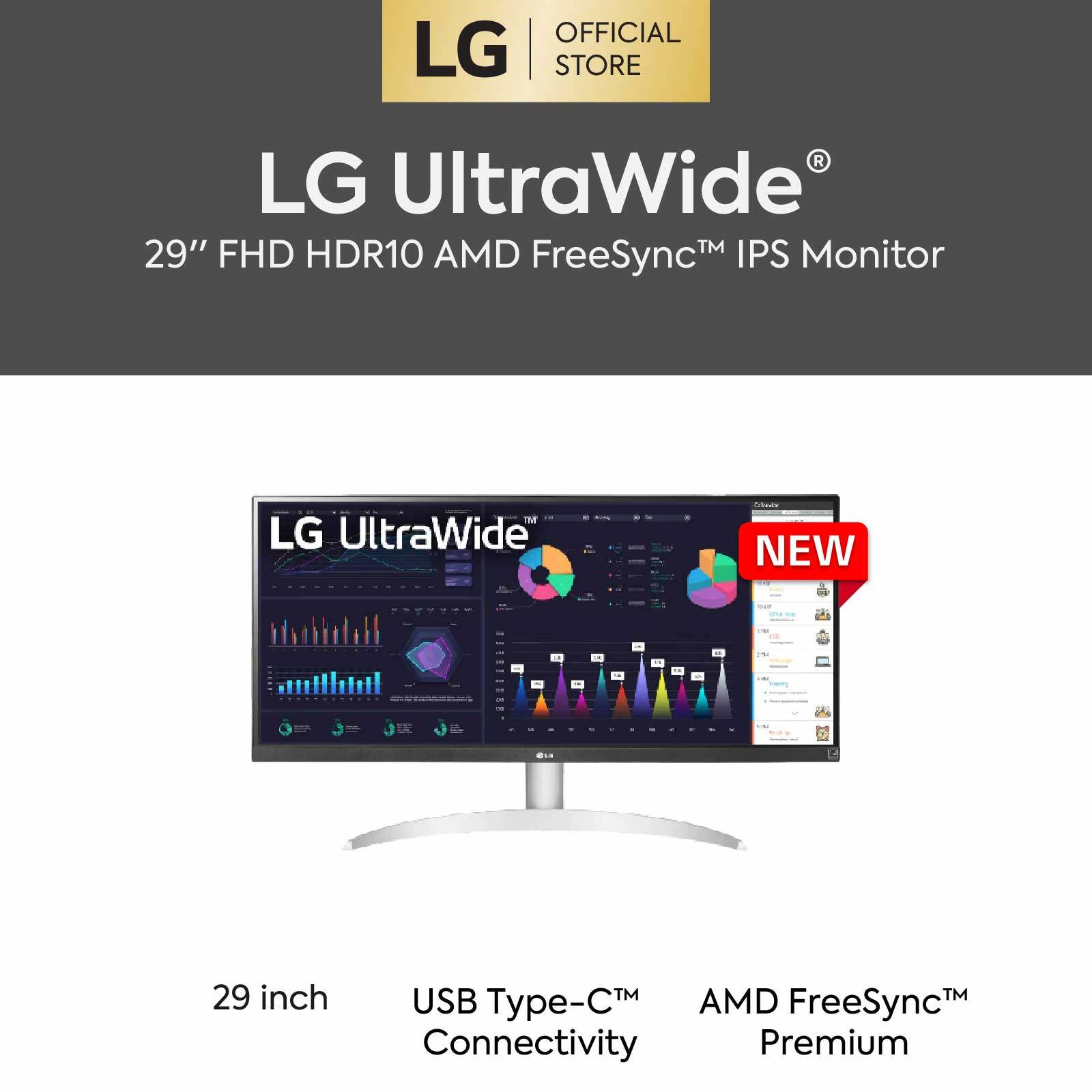 LG 29" 29WQ600 IPS FHD AMD Freesync HDR10 100Hz 1ms USB-C Borderless ...