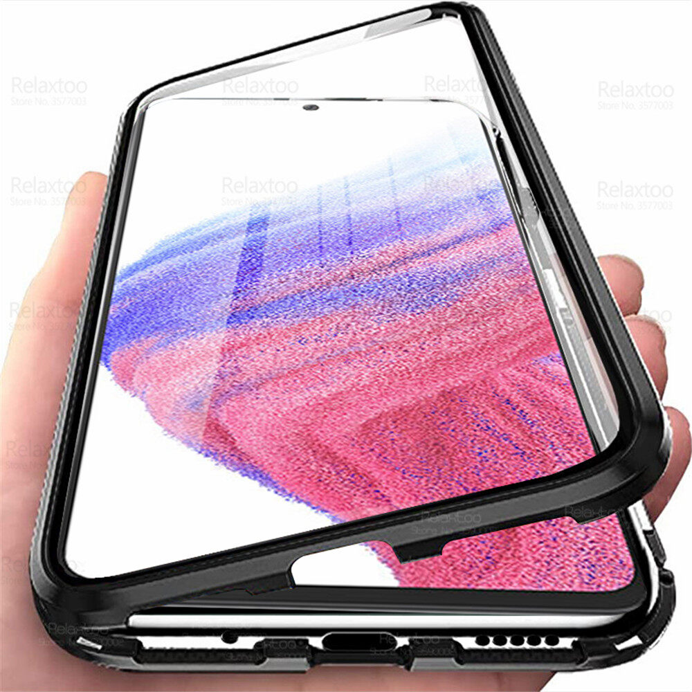 เคสสำหรับ Samsung Galaxy A53 5G,เคสกระจกนิรภัยสองด้านฝาพับแม่เหล็ก360 ...