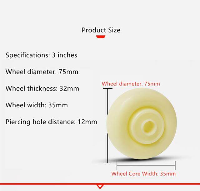 【A HOT】 3/4/5 Inch Desk Chair Bearingless White PP Universal Wheel ...