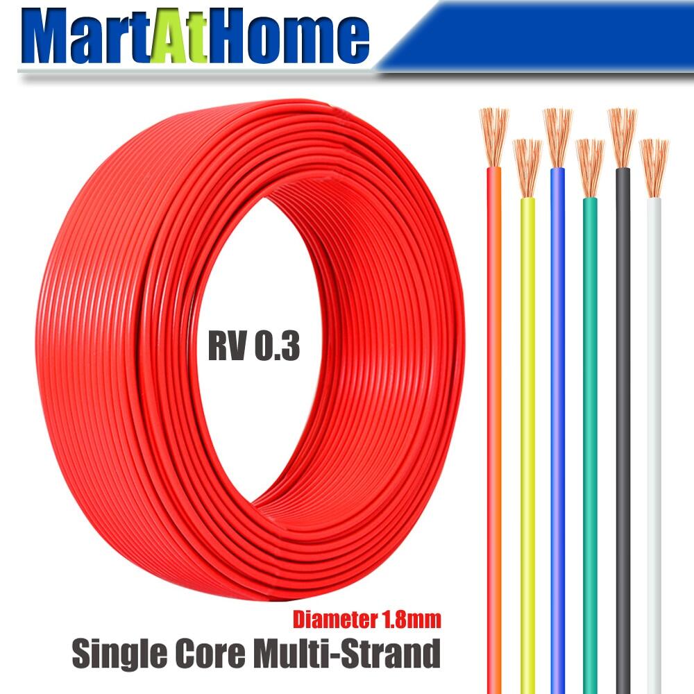 เมตร RV 0.3 Single Core Multi-Strand สายไฟ99.9% ทองแดงปราศจากออกซิเจน ...