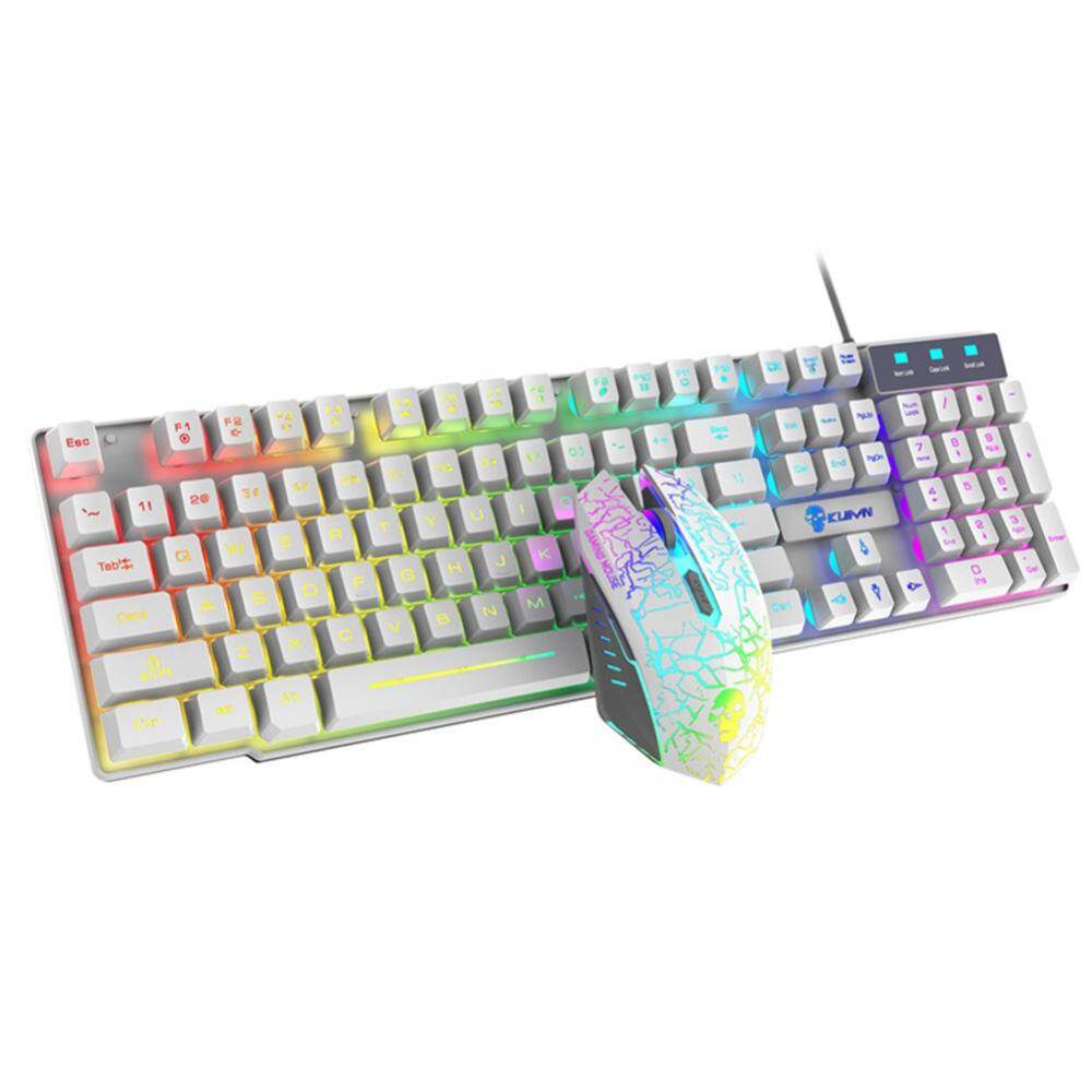 T6 Gaming Keyboard Mouse Pad Set USB Wired RGB Backlight 2400DPI Kit ...