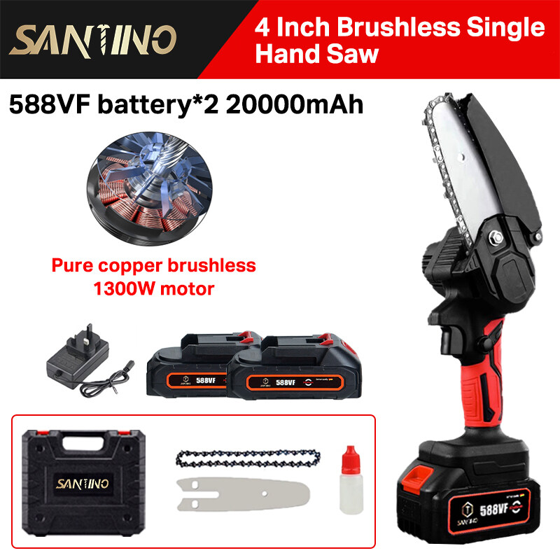 SANTINO 4/6 Inch Mini Cordless Electric Portable Chainsaw Gergaji Pokok ...