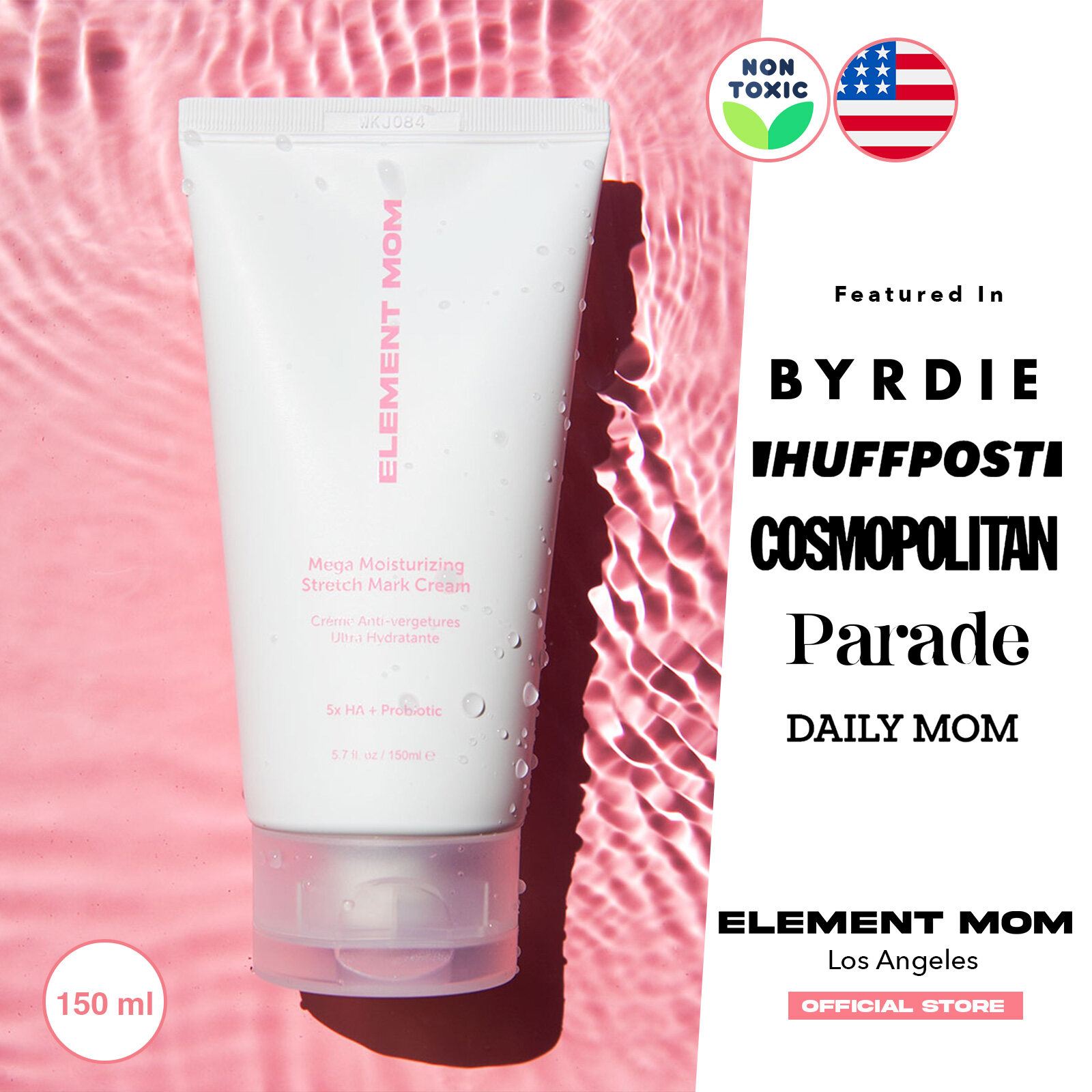 Element Mom Mega Moisturizing Stretch Mark Cream with Probiotic | Clean + Toxin-Free Maternity ...