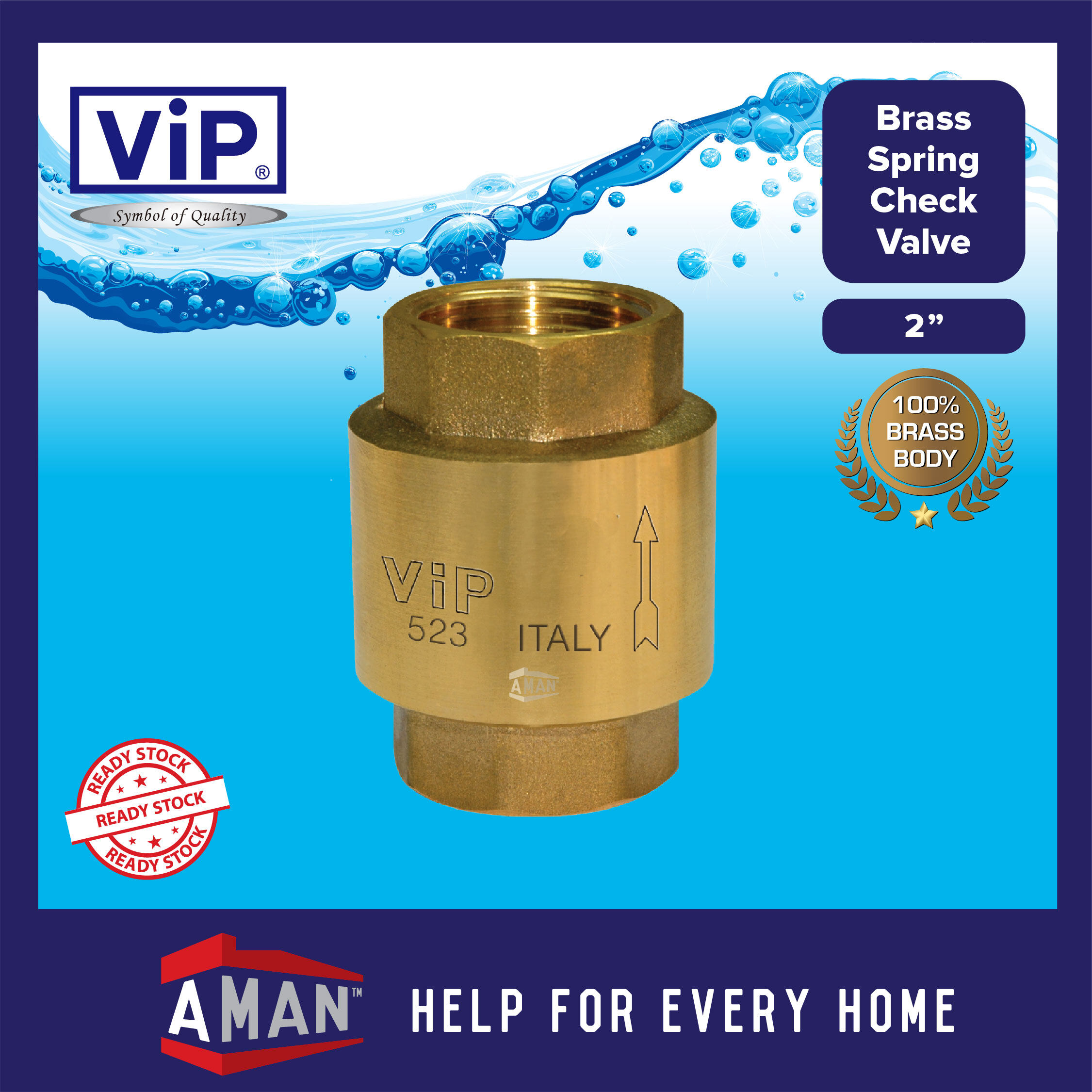 ViP 2 inch Brass Spring Check Valve Foot Valve One Way Valve Non Return ...