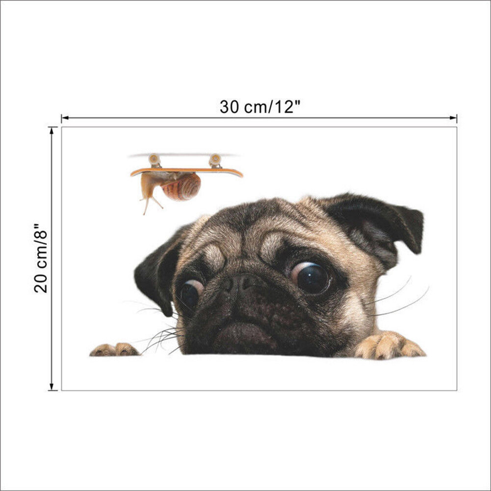 mustyy Funny Cute Pet Pug Dog Snail 3D Car Window Decals Home Wall ...