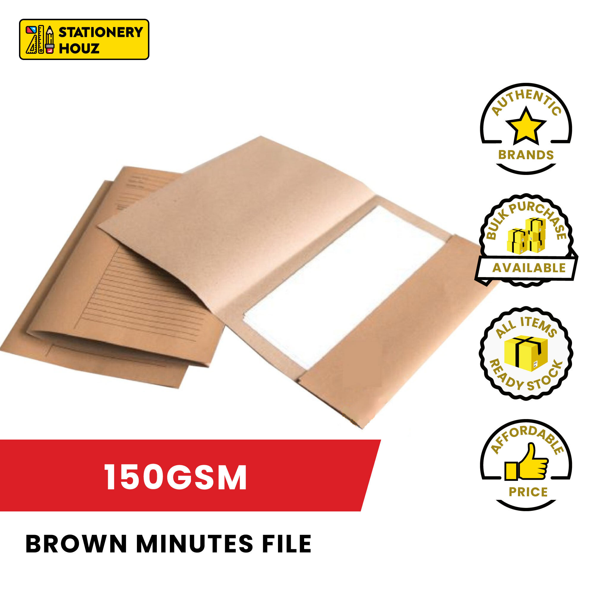 Stationery Houz Brown Minutes File 150gsm / Kraft Paper File Paper File ...