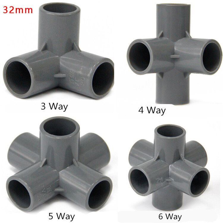 PVC Fitting Pipe Connector 3 4 5 Way Joint Penyambung Paip White Grey Water Pipe Male to Female ...