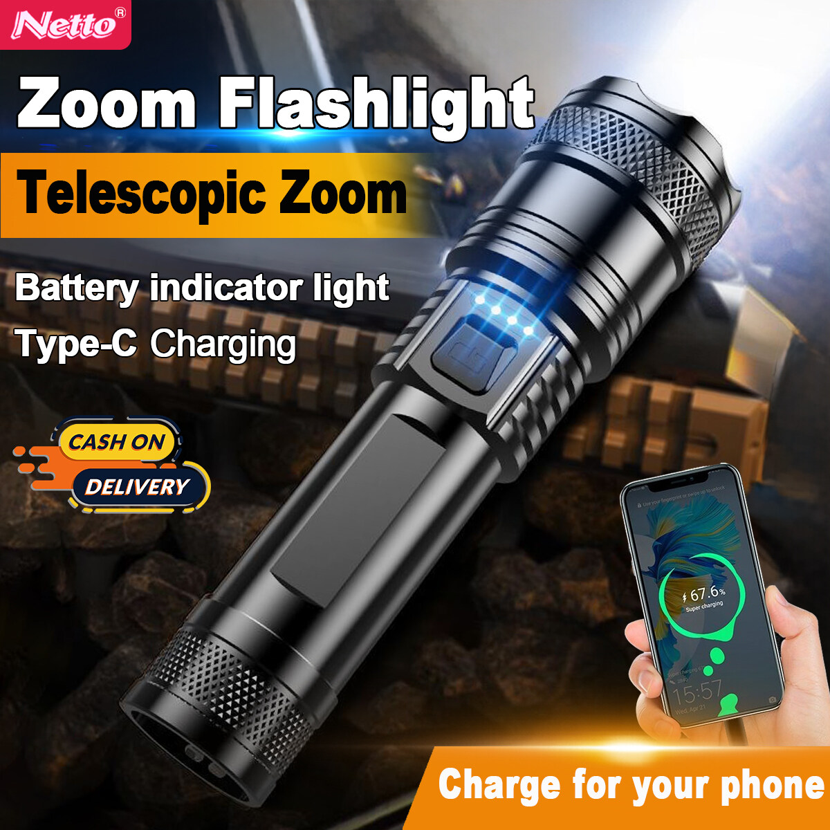 Torch light rechargeable super bright led waterproof emergency flash ...