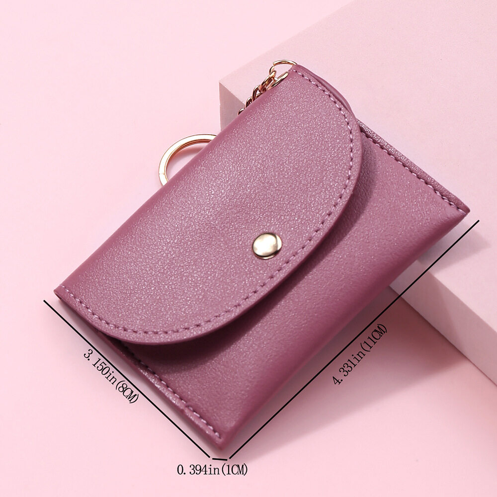 Purses Wallets Keychain Pouch Mini Wallet PU Leather Fashion Women ...