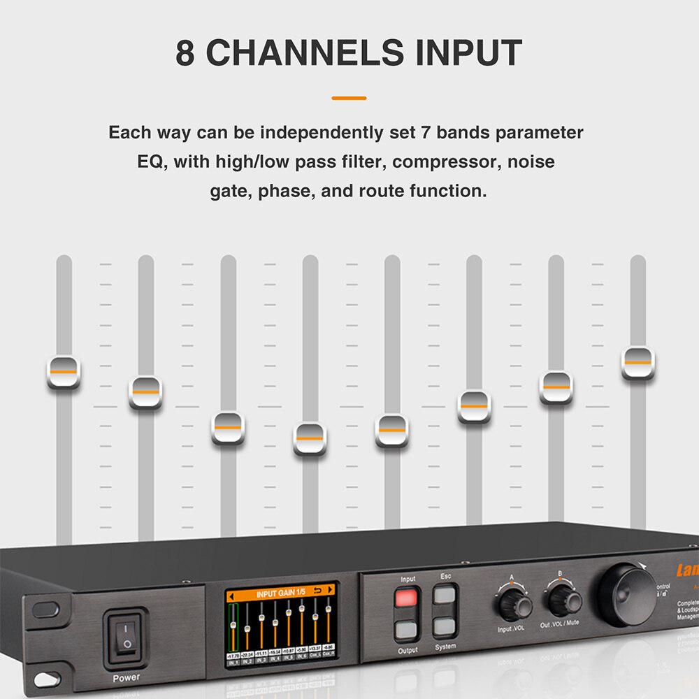 Lannge A-808 8 in & 8 OUT หน่วยประมวลผลเสียงดิจิตอลจอแอลซีดีหน้าจอ ...