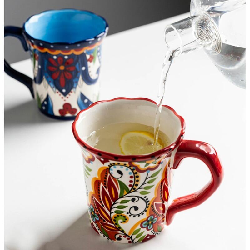 500Ml Large Bohemian Mug Ceramic Mark Cup Breakfast Coffee Milk Tea ...