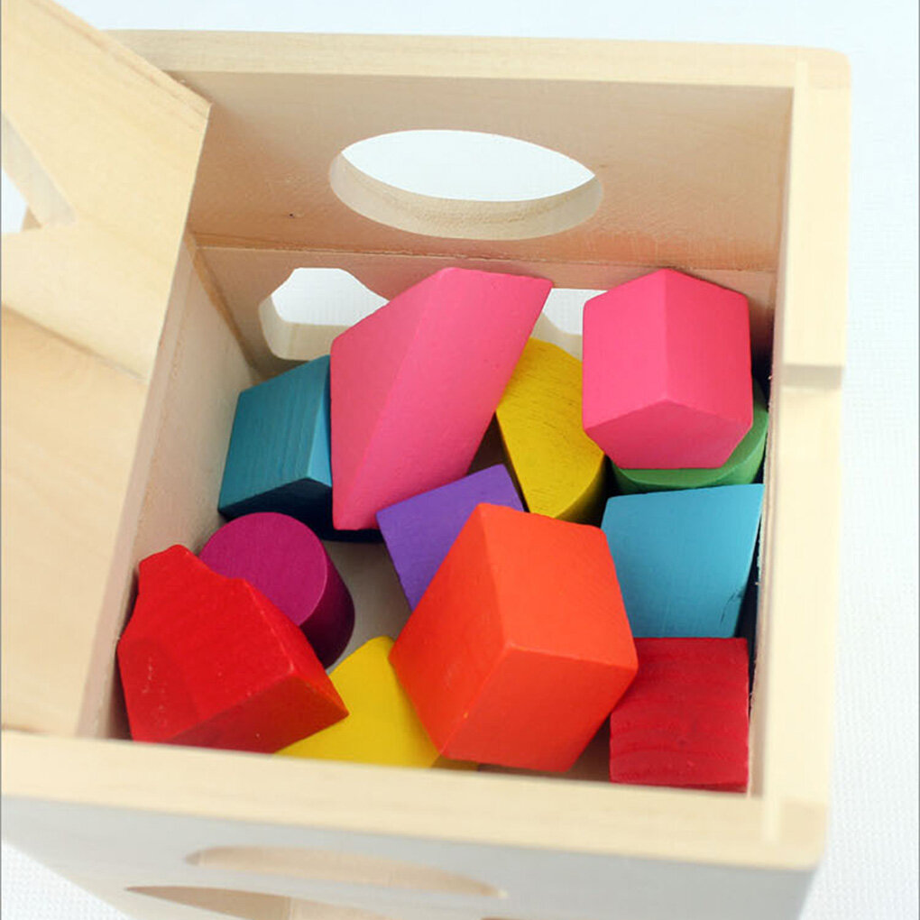 13 Holes Children Educational Box Wooden Building Blocks Toddler ...