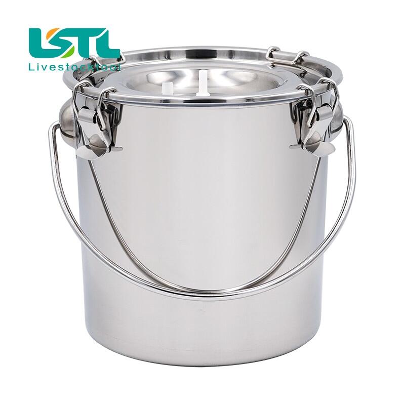 5L Stainless Steel Cow Milk Bucket Farm Cows Goats Vacuum Pump Bucket ...