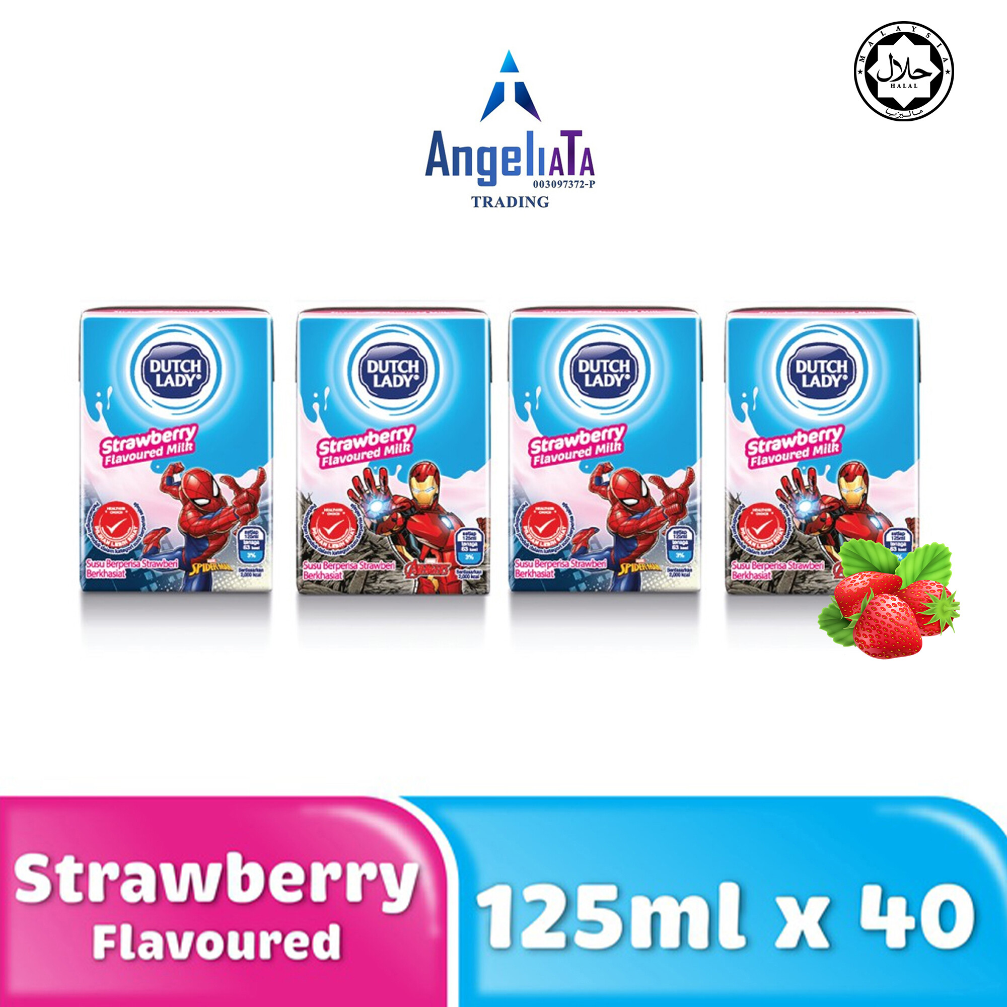 🥛🍓Dutch Lady Marvel Avengers Strawberry Flavor 125ml x 4s UHT Dairy ...