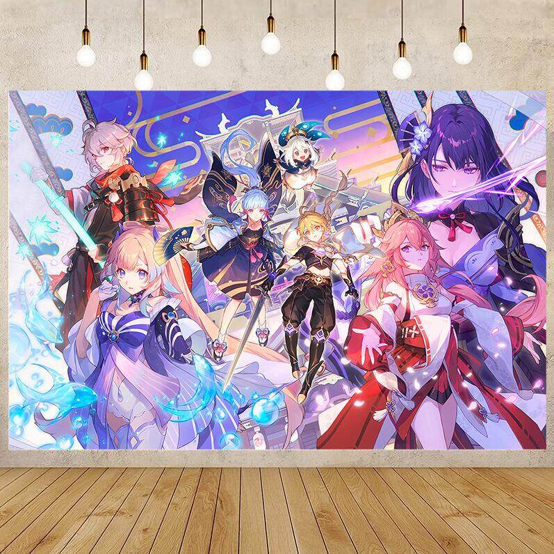 Genshin Impact Backdrop Cosplay Themed Background Kids Birthday Banners ...