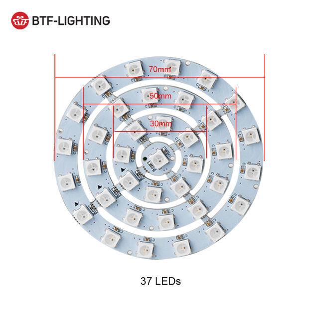 WS2812B DIY RGB LED 37ถึง241พิกเซล WS2812รอบโมดูล SK6812 5050 RGB ...