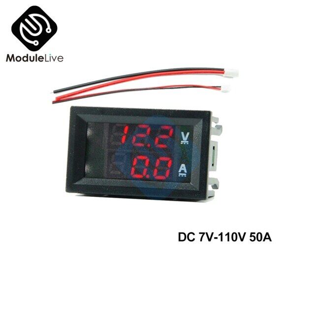 Dc 7V-110V 0.28นิ้ว3-Digit โวลต์มิเตอร์ดิจิตอลขนาดเล็ก,แอมป์มิเตอร์50a ...