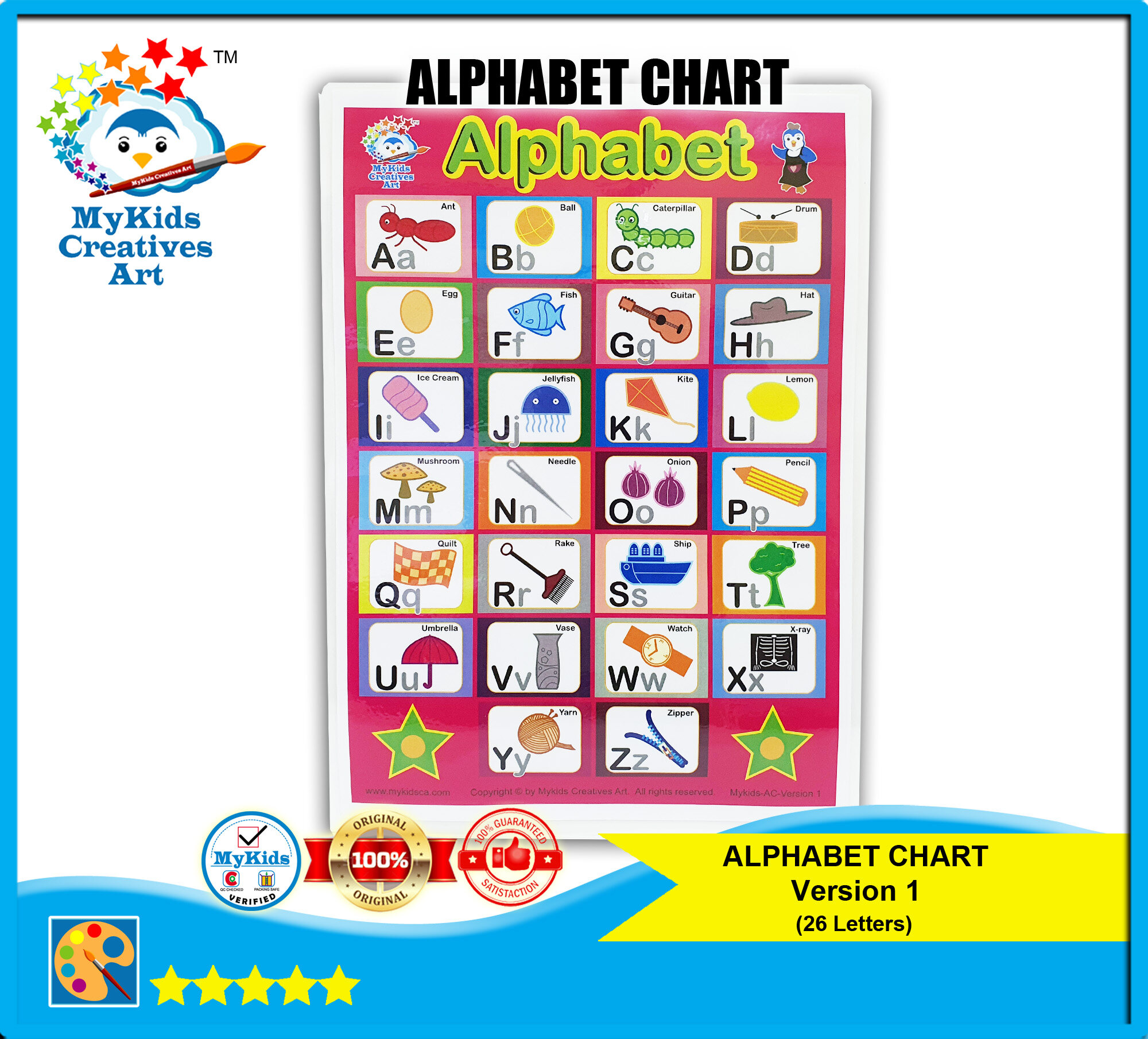 ALPHABET CHART CARD (KIDS) A4 SIZE LAMINATED | Lazada