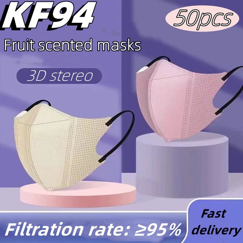 50ชิ้น/10ชิ้นผู้ใหญ่ Morandi KF94หน้ากากหอม3D สเตอริโอ3ชั้นกรองกันฝุ่นระบายอากาศ PM2.5ผู้ใหญ่ ...