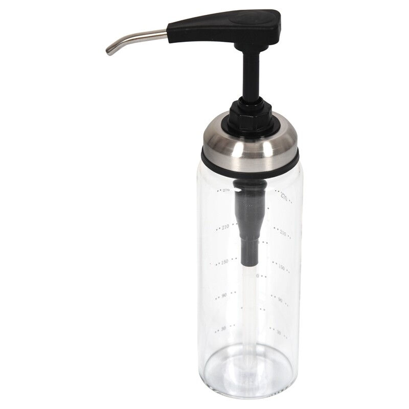 Sauce Pump Dispenser with Glass Bottle Leakproof Kitchen Condiment ...