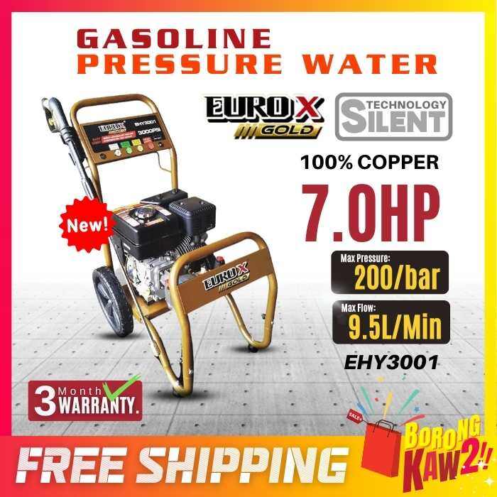 EUROX EHY3001 3000Psi 24 Lit Gasoline High Pressure Washer Pressure Water Petrol Engine 7Hp | Lazada