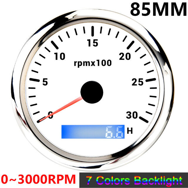 85mm Tachometer 3000/6000/7000/8000 RPM Tacho With 7 Colors Backlight ...