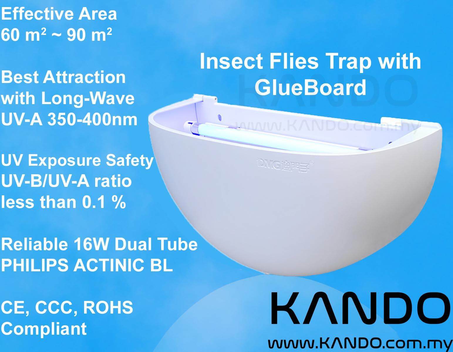 Insect Flies Trap with GlueBoard UV Light 16W Philips Actinic BL Sticky ...