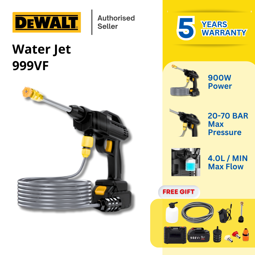 DeWalt Water Jet 999VF Cordless Car Washer High Pressure Lithium Battery Household Portable Outdoor Wash Car Lazada