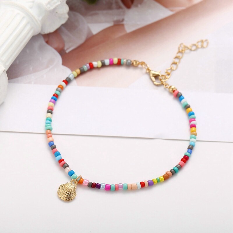 Fancyqube Modyle Bohemian Colorful Beads Shell Anklets For Women Summer ...
