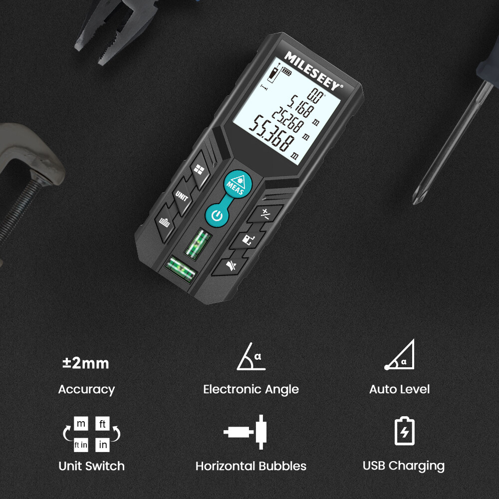 Mileseey Có Thể Sạc Lại khoảng cách la-de Meter Với Điện Tử Góc D2 40M ...