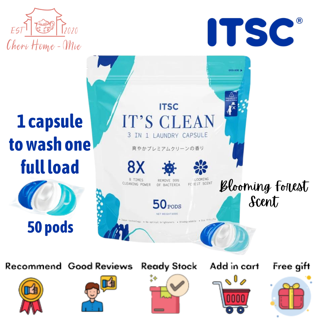 IT'S CLEAN 3 In 1 Laundry Capsule 50pods/bag 洗衣凝珠 | Lazada
