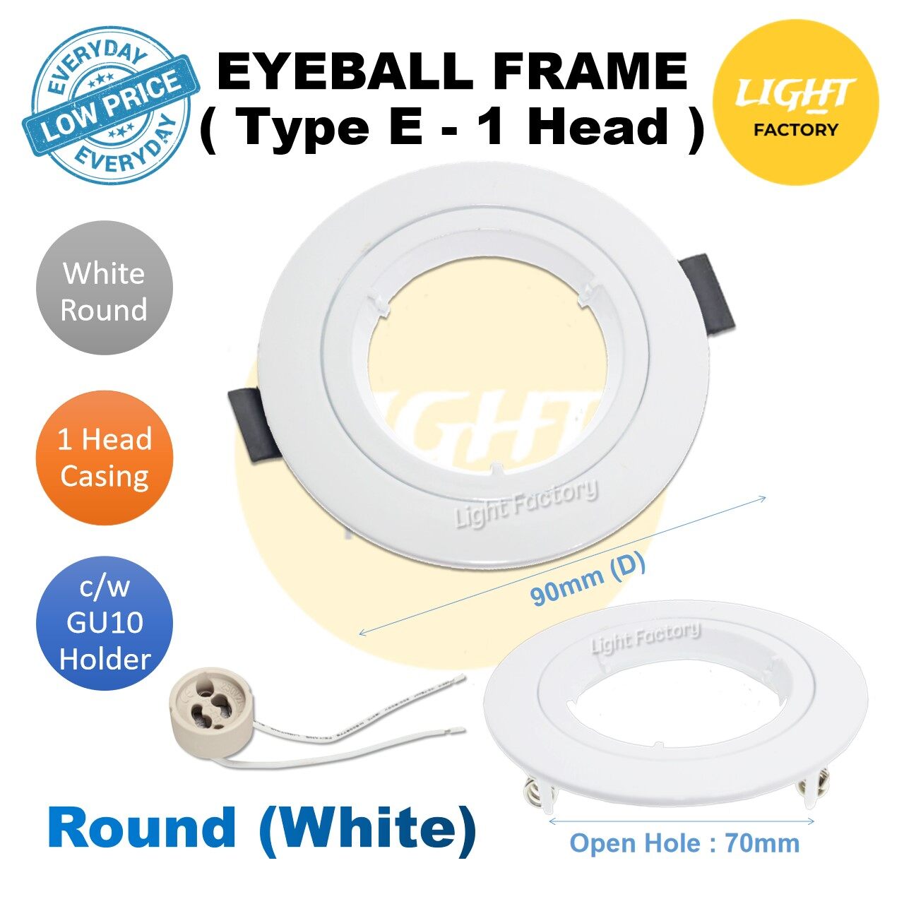 LED Eyeball Casing GU10 Bulb Replaceable Fitting Square Round Downlight ...