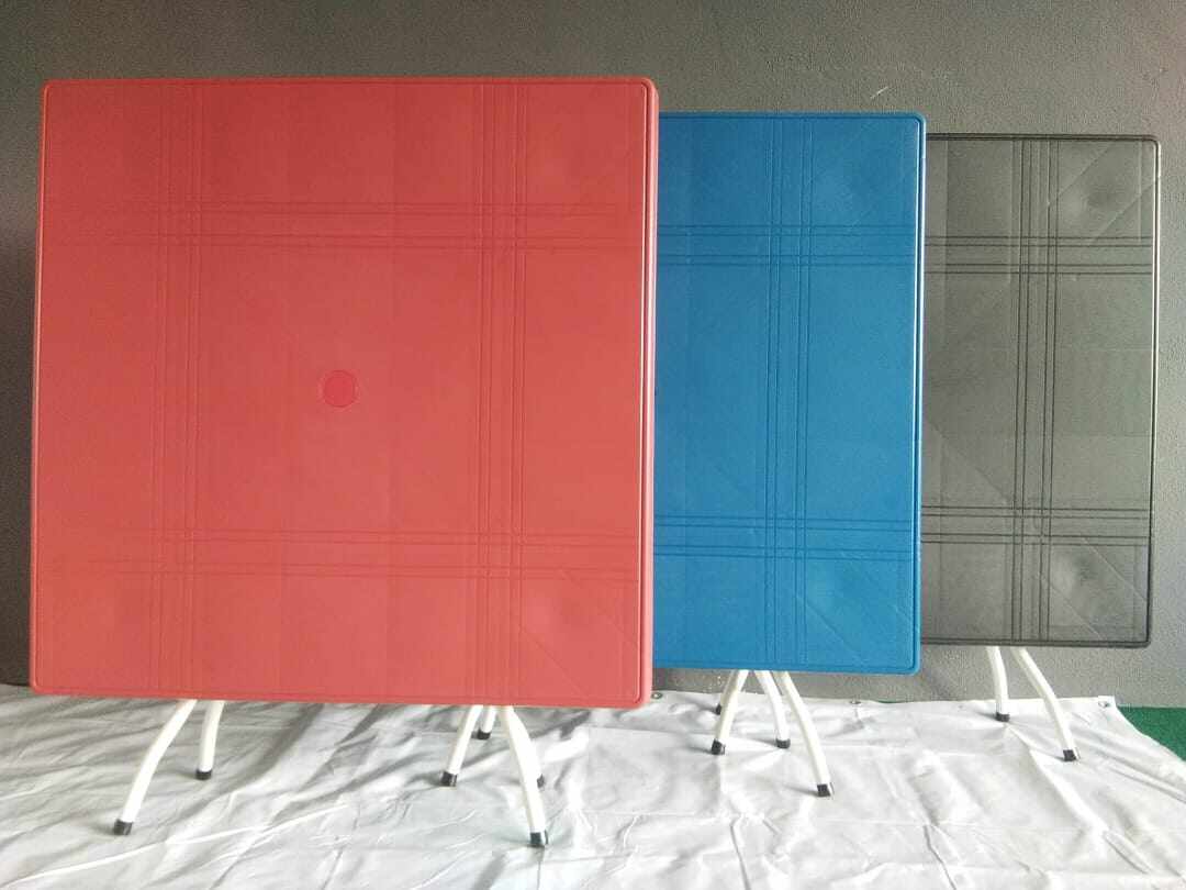 MEJA PLASTIK 3X3 PETAK SET BESI PUTIH | Lazada