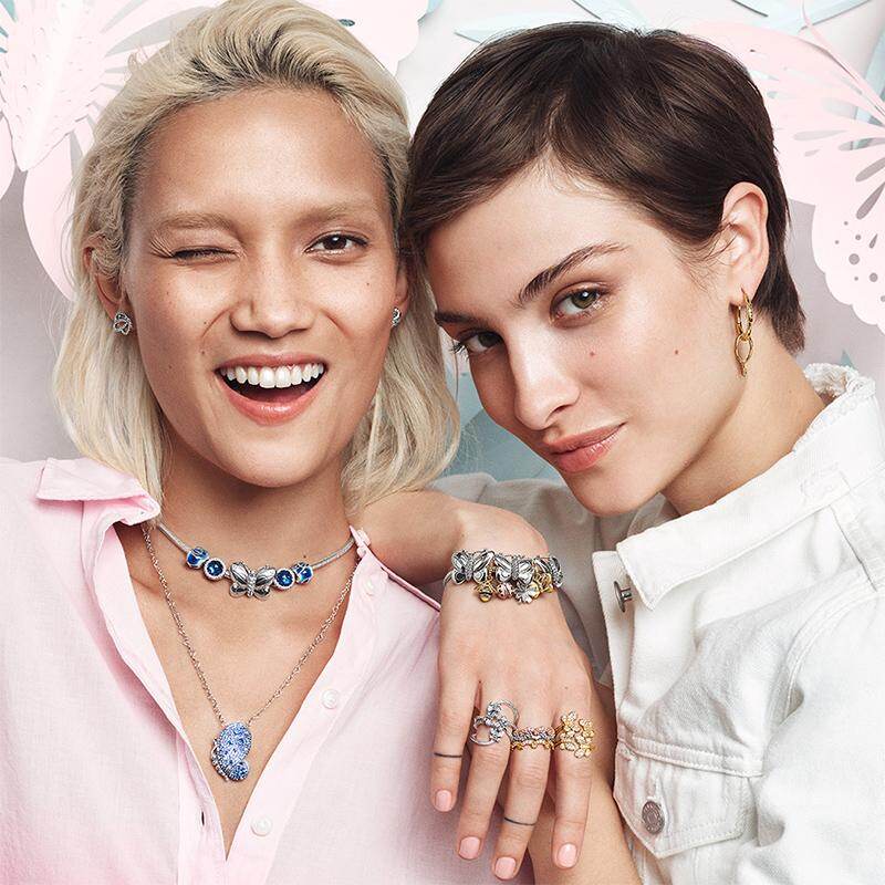 Pandoraˉ string ornaments beads silver butterfly flying 925 silver ...