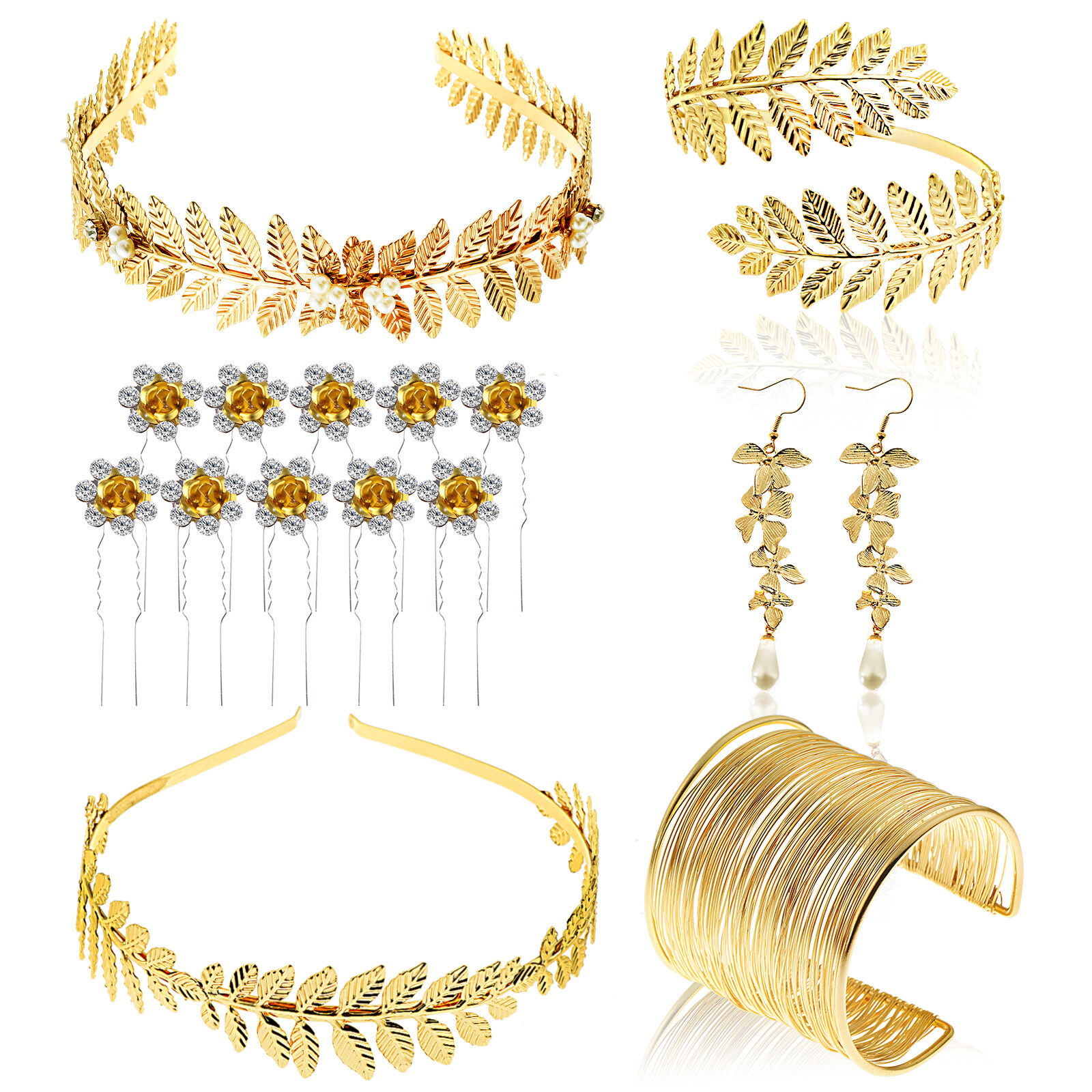 HCharm 10Pcs Goddess Costume Accessories Set Greek Roman Laurel Leaf ...