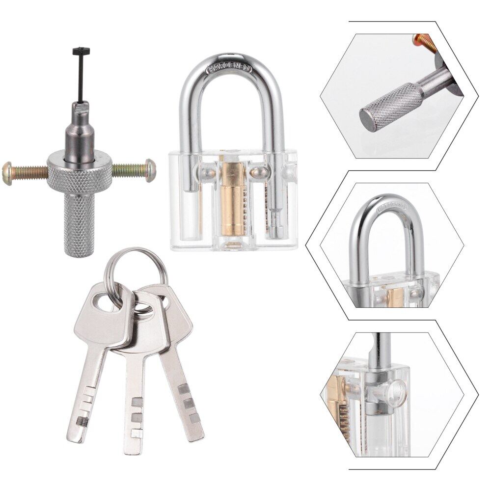 1 Set Transparent Blades Padlock with Disc Detainer Lock Pick Tools ...