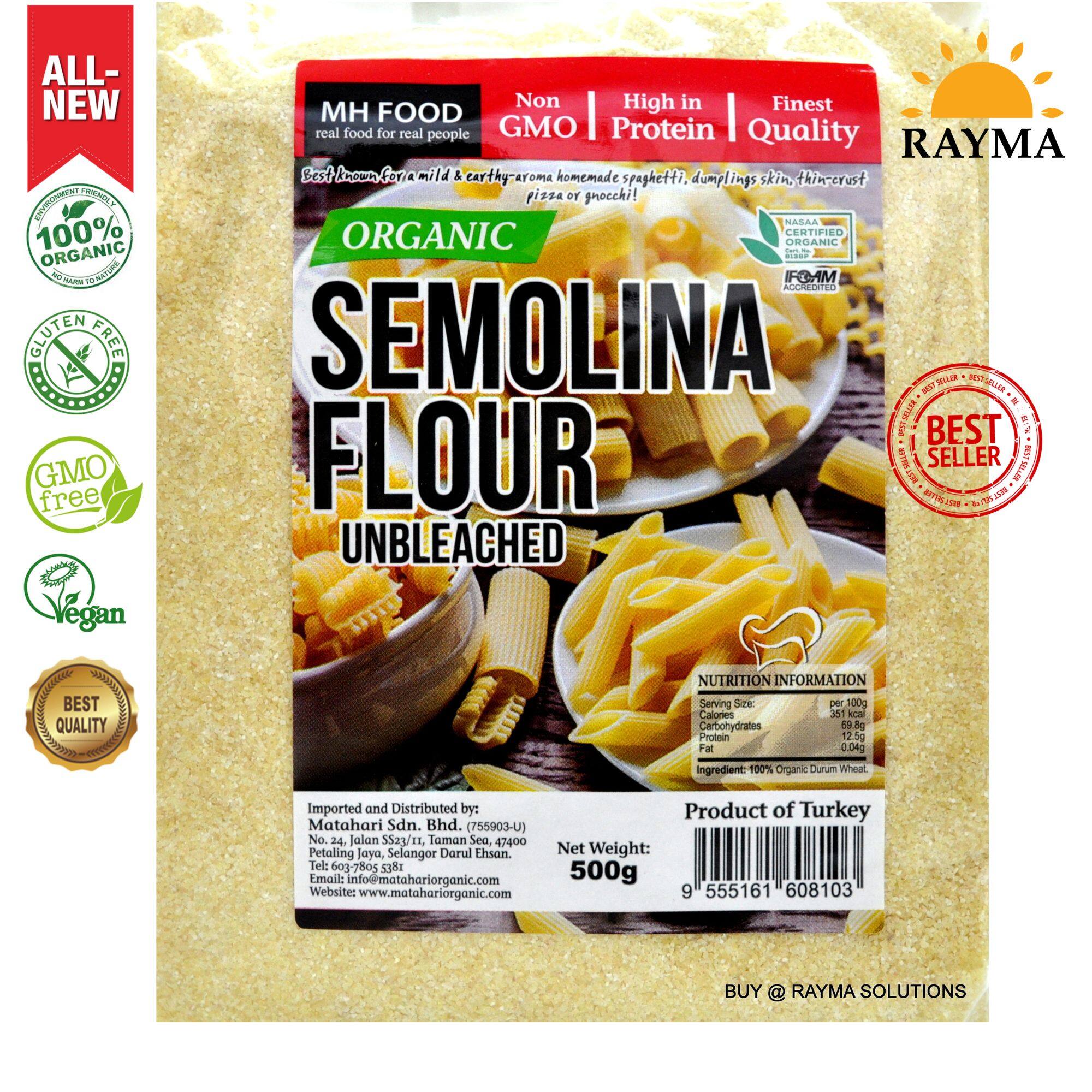 MH FOOD Premium Organic Unbleached Semolina Flour 500g | Lazada
