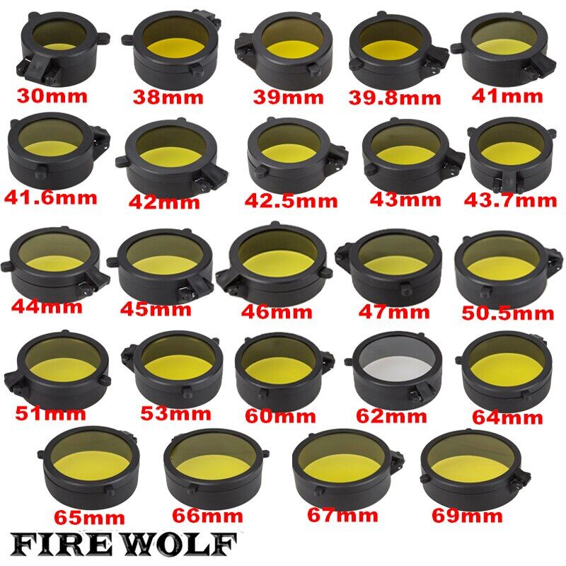 Wolf scope LENS COVER 24ขนาดเส้นผ่านศูนย์กลางภายในโปร่งใสกระจกสีเหลือง ...