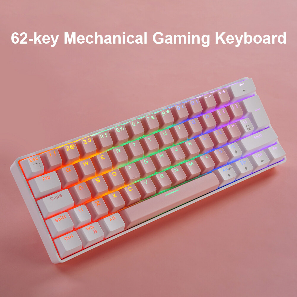 T60 62 Keys NKRO 18 Colors Backlit USB C Wired Keyboard Gaming Computer ...