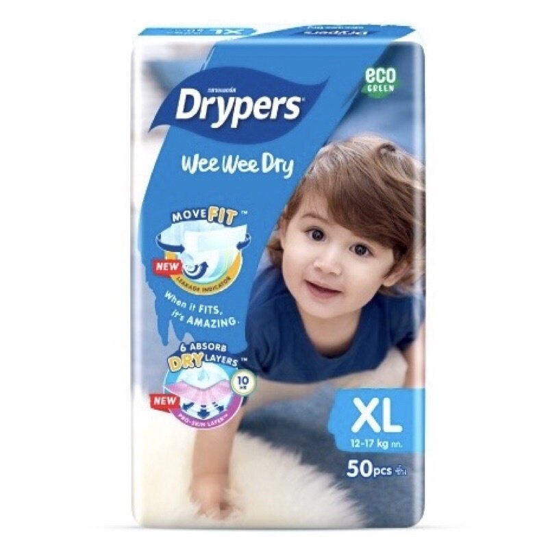 Drypers Wee Wee Dry Tape Baby Diapers ( 2 Packs ) NB80,S80,M60,L58,XL50 ...