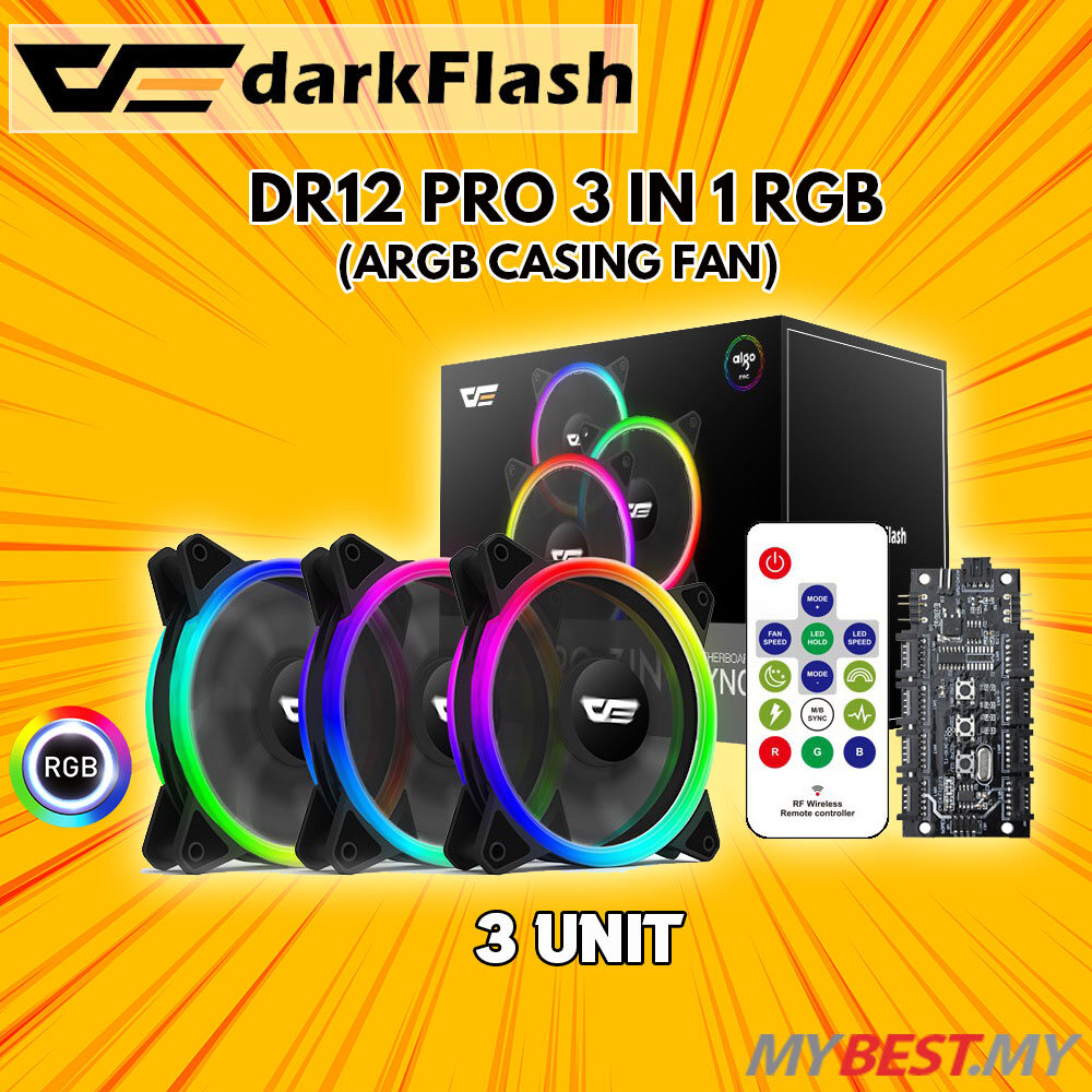 AIGO DR12 Pro 3-In-1 Double Ring RGB Chassis Fans with Controller [aRGB ...