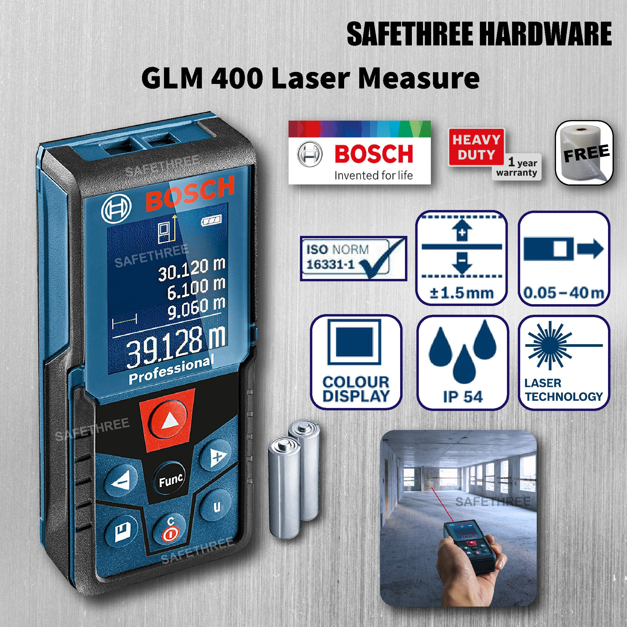 Bosch GLM 400 Digital Laser Measurer (40M Range) - 3165140997119 (GLM400) | Lazada