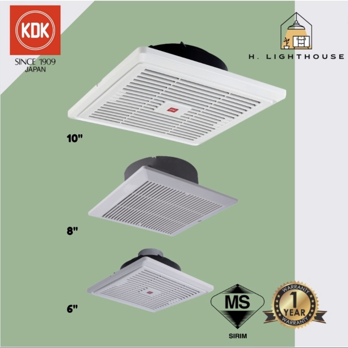 KDK Exhaust Fan Ceiling Mount 6" 8" 10" 25TGQ7 20CQT1 15TGQZ | Lazada