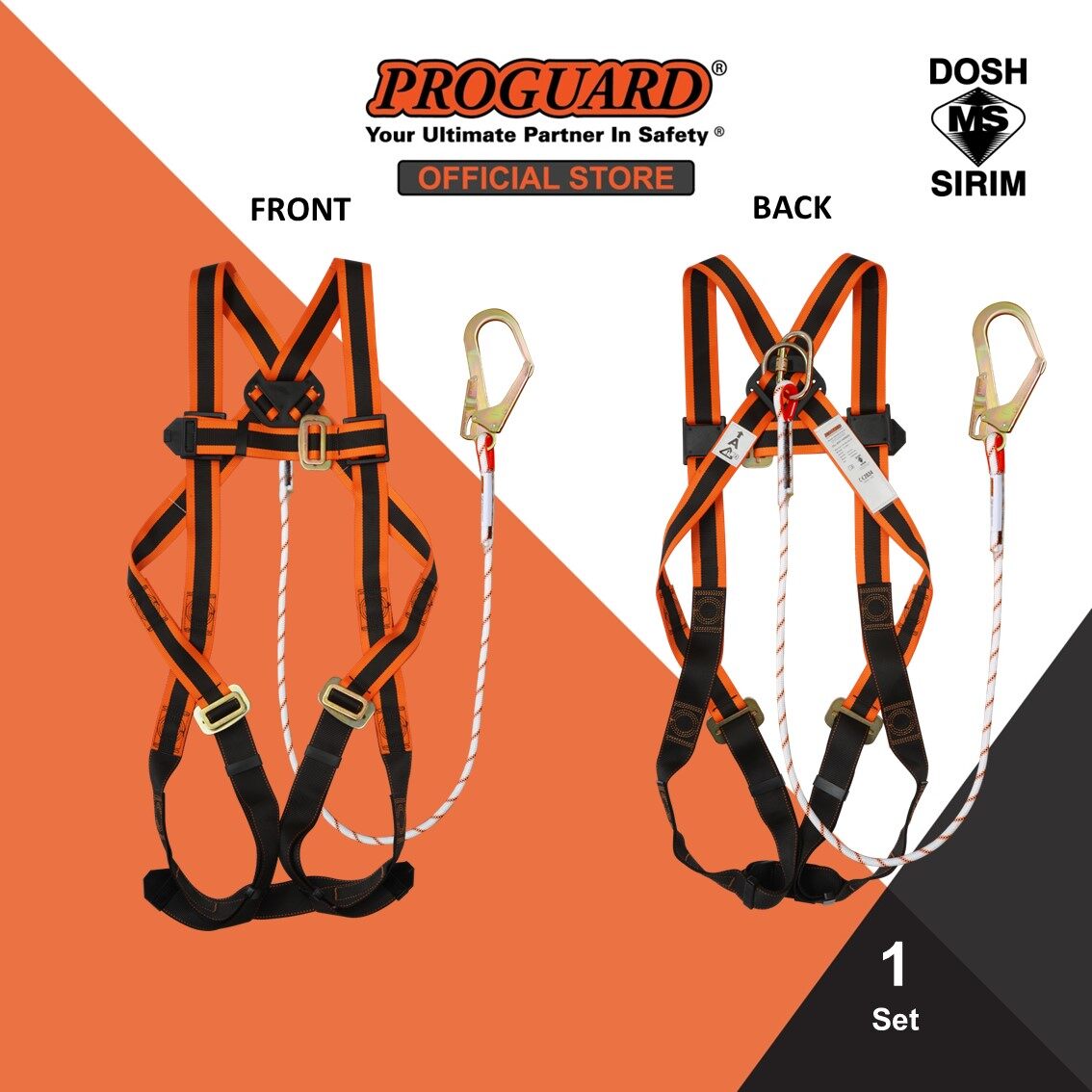 Proguard Full Body Harness Lite 1 D-ring - Single Kernmantle Lanyard ...