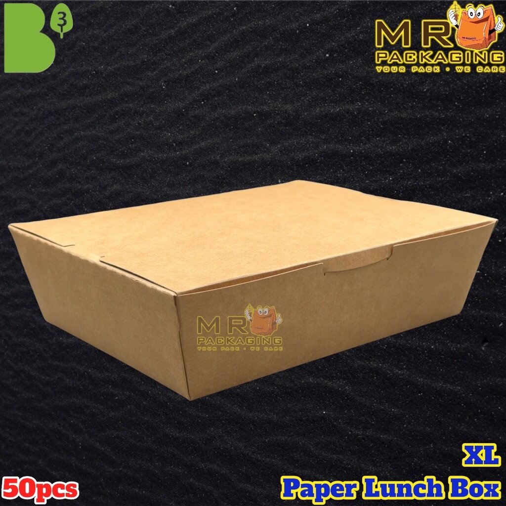 XL Paper Lunch Box Brown ( 50pcs± ) Extra Large Big Tree Disposable ...
