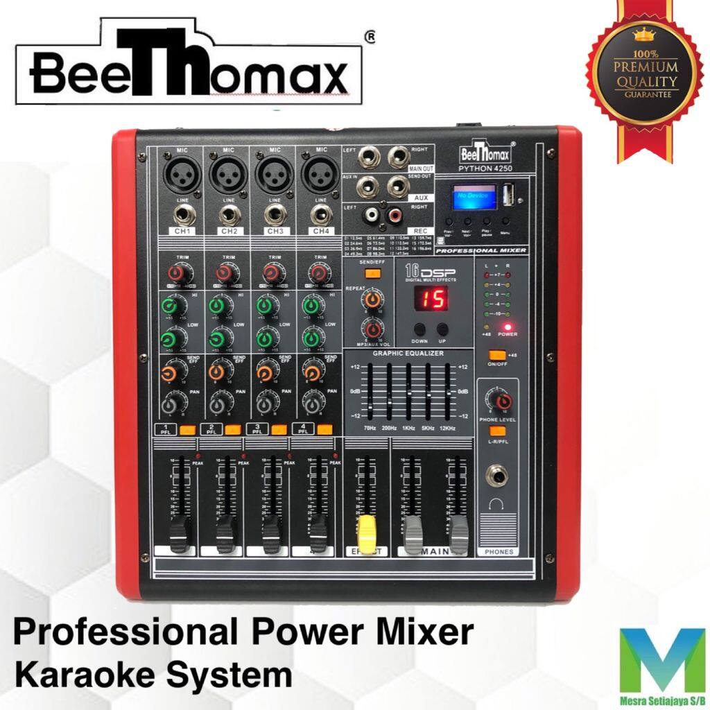 BeeThomax Power Mixing Console Power Mixer 4 Channel USB Bluetooth ...