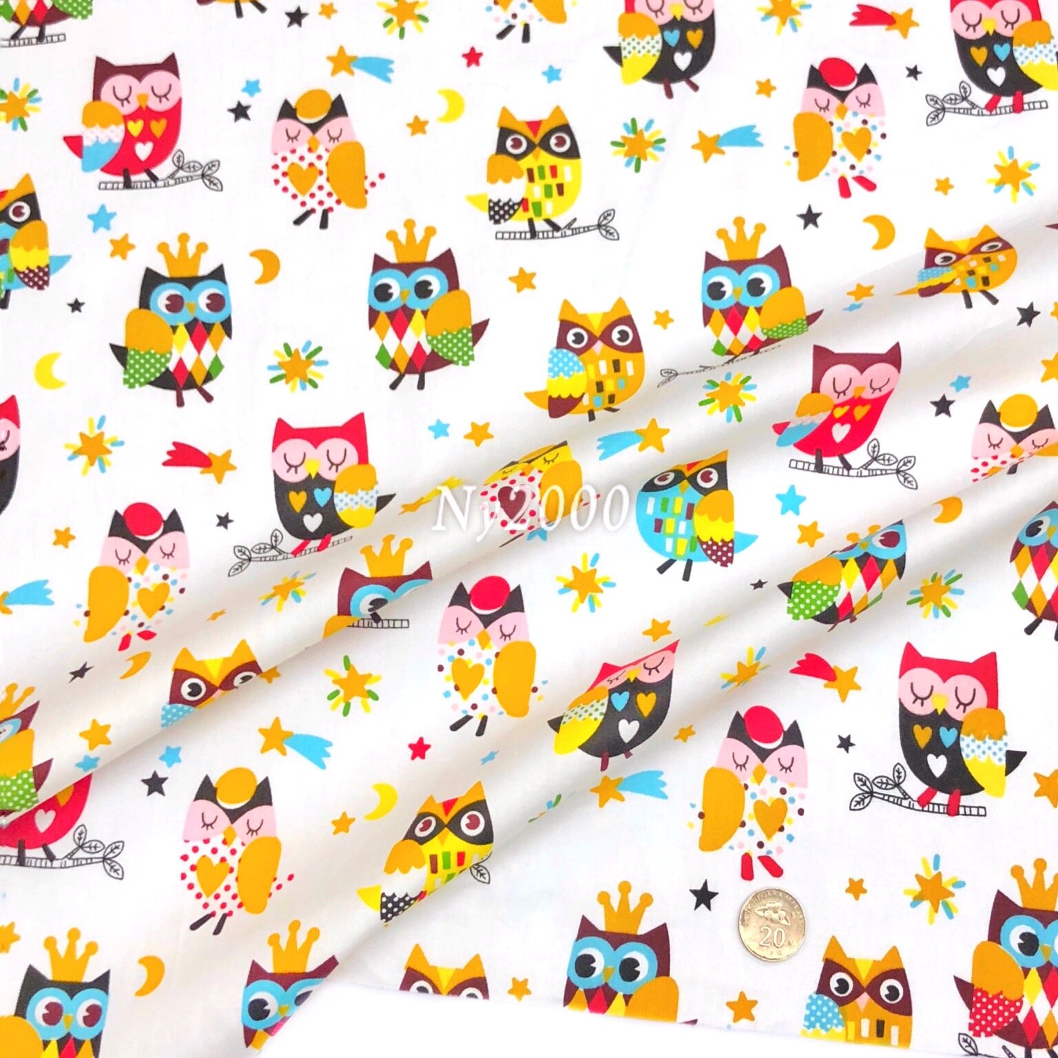 Kain Comb Cotton Corak Burung Hantu & Bintang (Bidang 60 inci) | Lazada